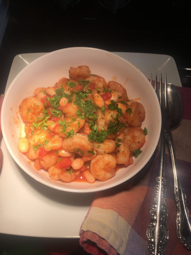 White Beans and Shrimp with Tomatoes | RaDonna Cooks